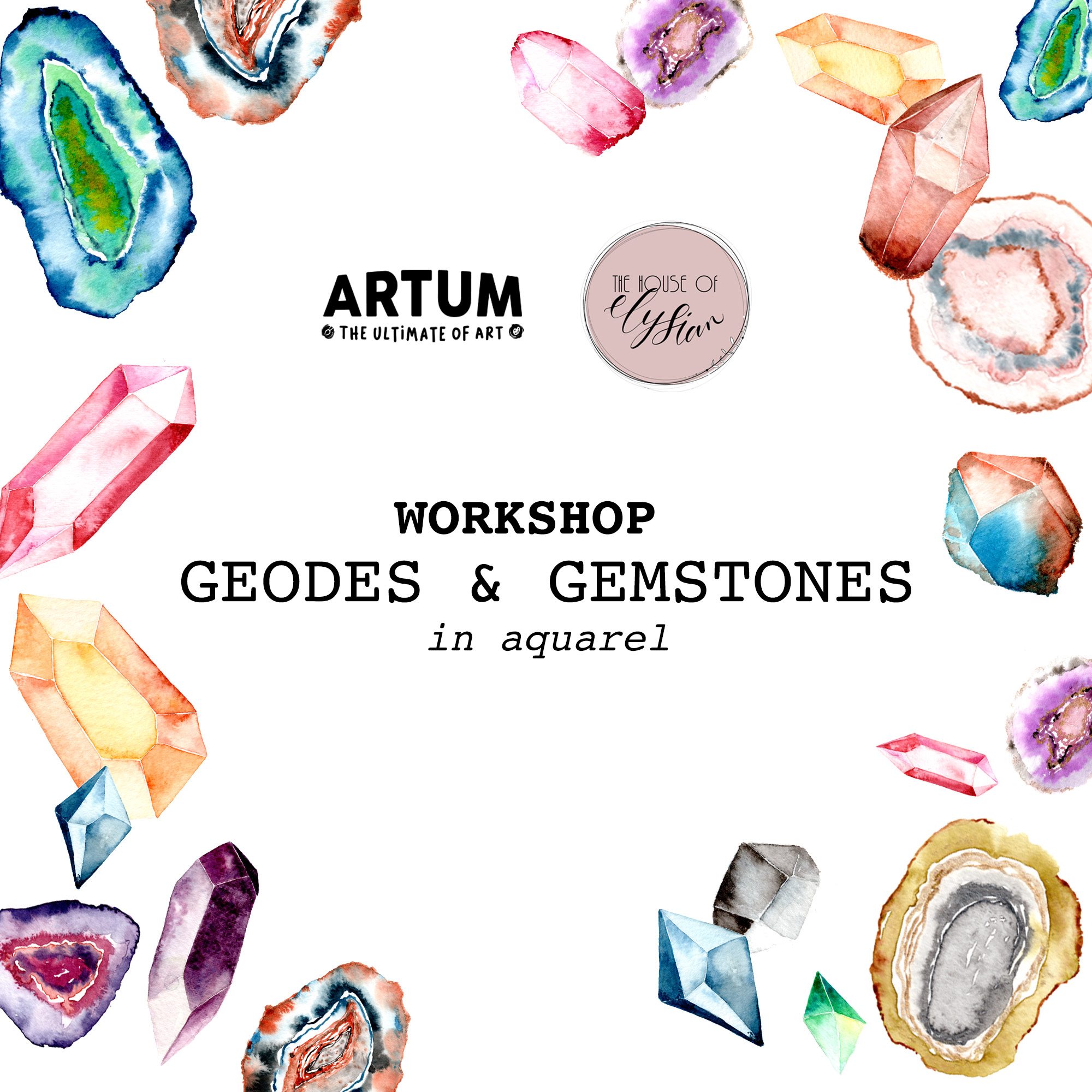 Geode's & Gemstones in Aquarel - Crea Weekend